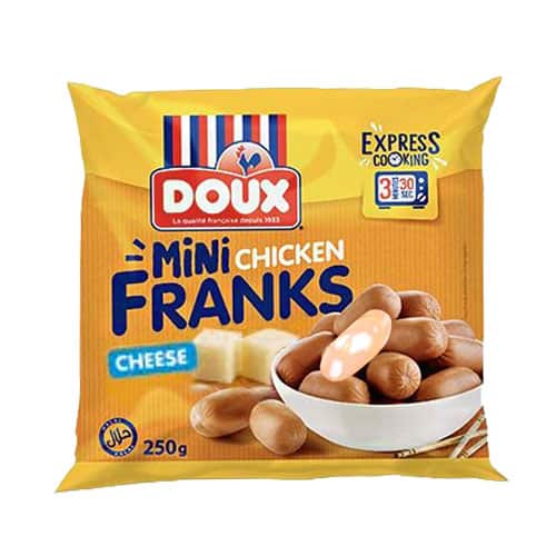 Doux Mini Chicken Franks Cheese 250g France